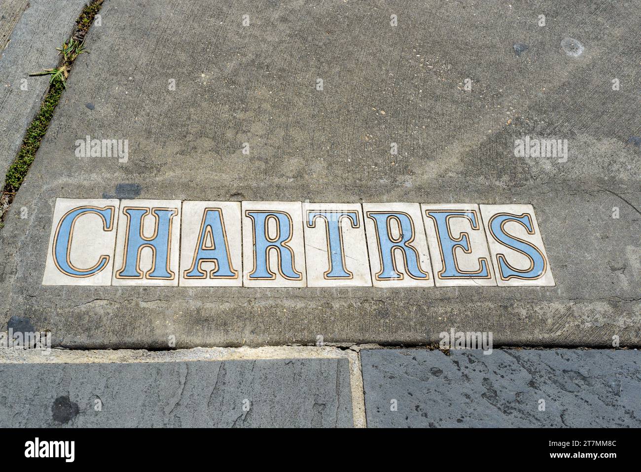 Chartres Street tile inlay on the sidewalk in the French Quarter in New ...
