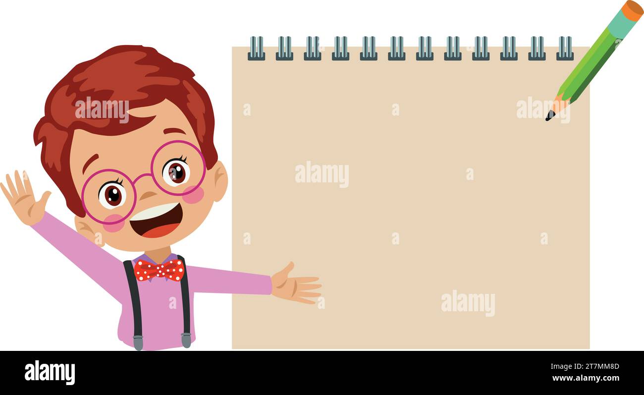 Your text here cute boy holding note paper Stock Vector Image & Art - Alamy