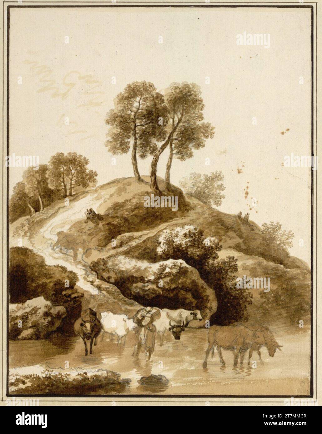 Johann Georg Wagner Festom of cattle in Bachfurt. Leading handle, brush ...