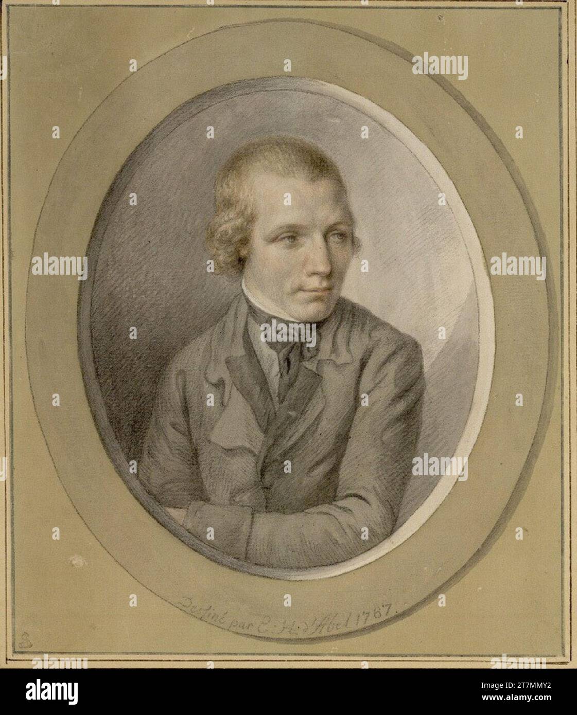 Ernst Heinrich Abel Male half -length portrait in an oval framework ...