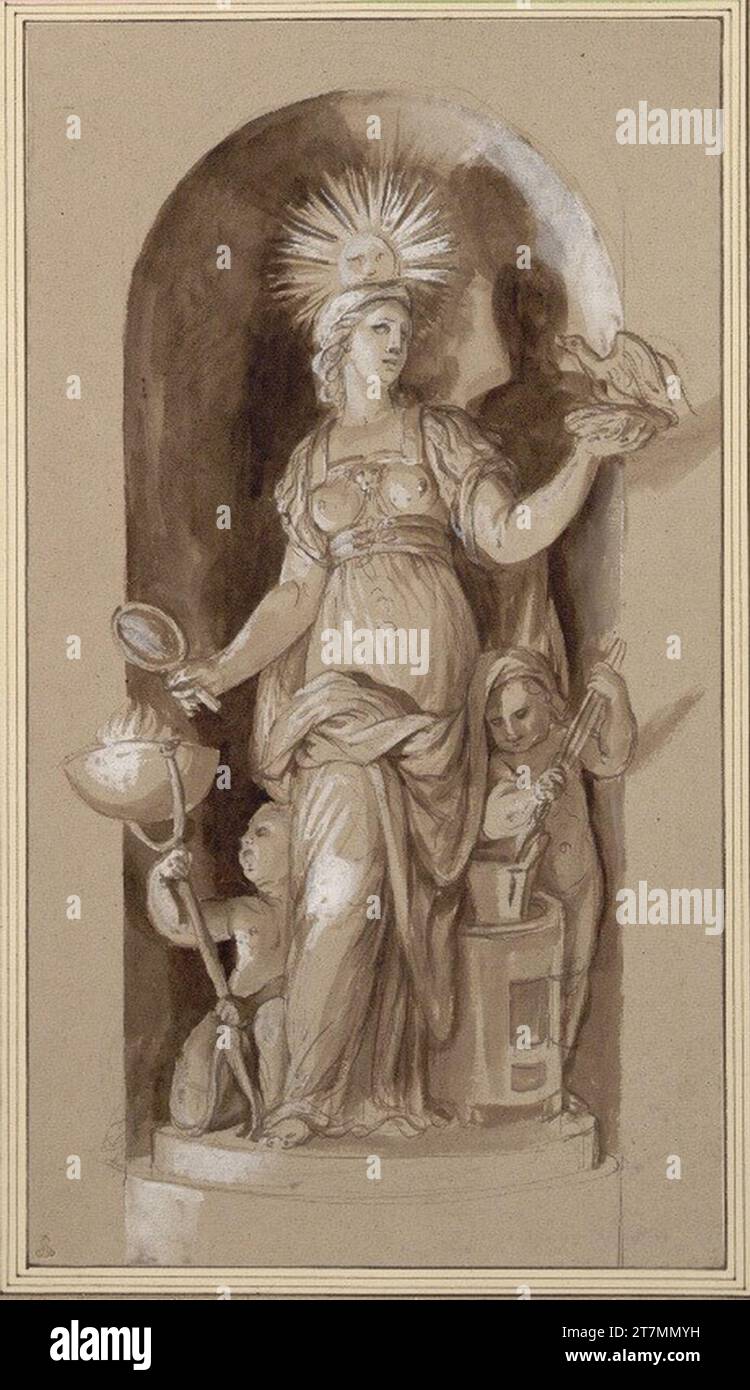 Ignaz Unterberger Allegory of the sun. Brush in brown, laved, white ...