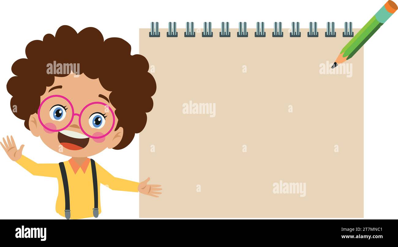 Your text here cute boy holding note paper Stock Vector Image & Art - Alamy