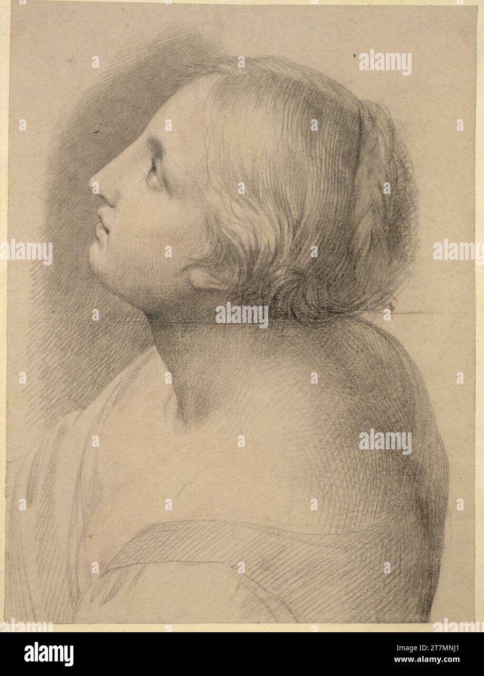 Josef Abel Head study to Raphael. Black chalk, selected white white ...
