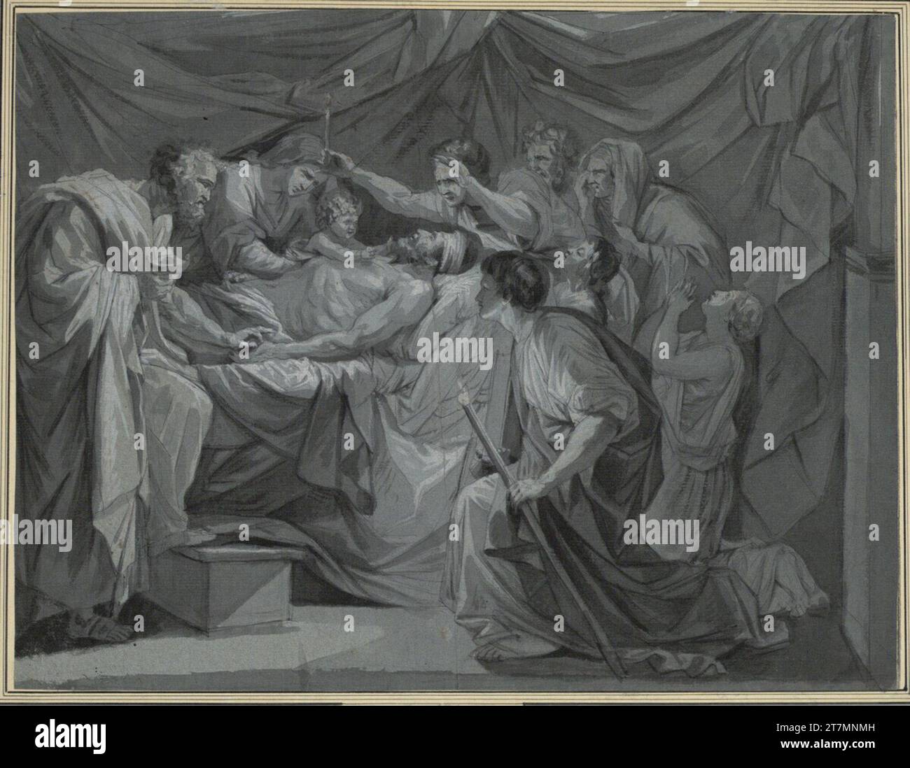 Josef Abel The sacraments: anointing the sick. Ink, feather, gray ...