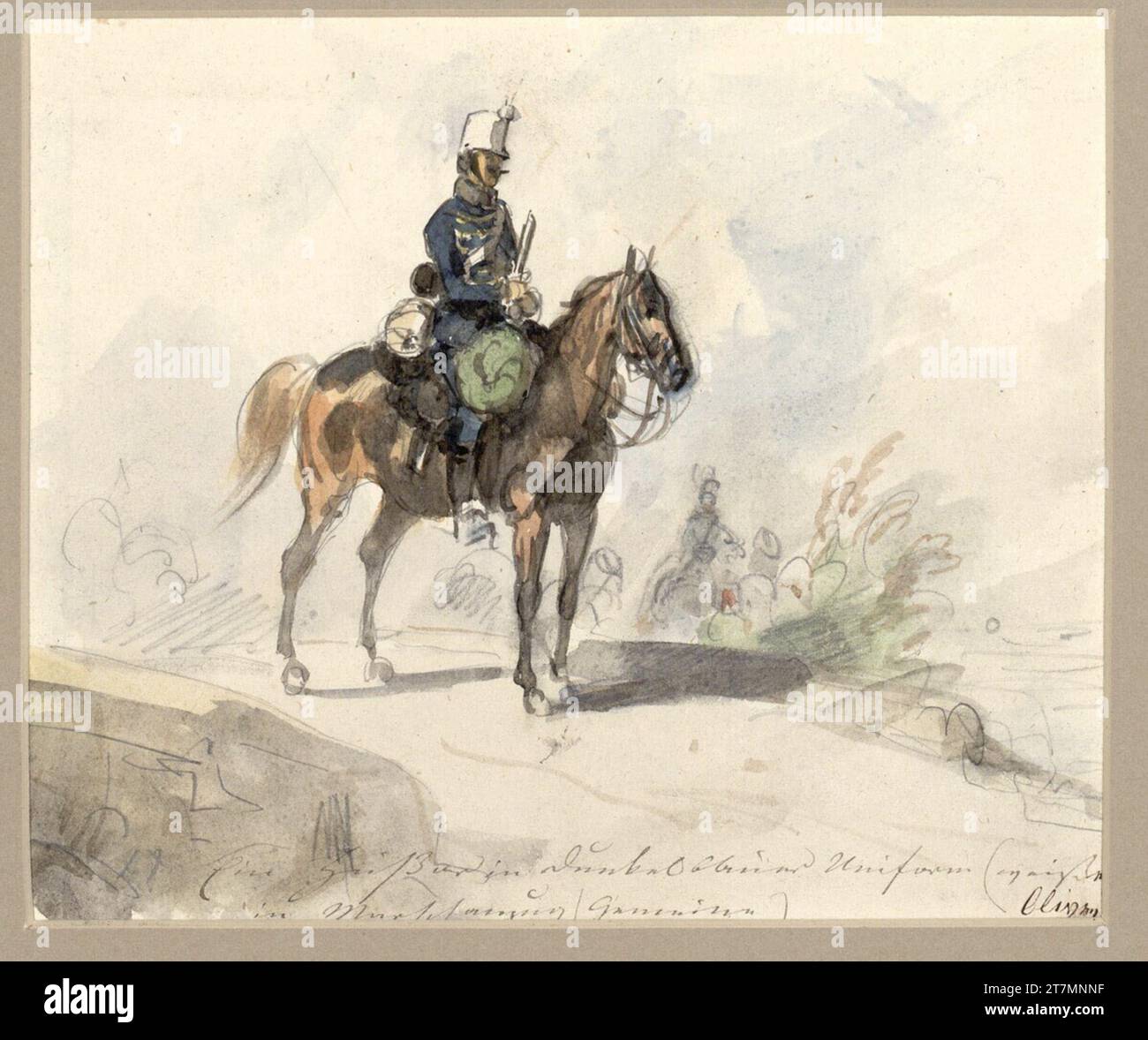 Friedrich L'Allemand Blue hussars. Brush in gray, watercolor Stock ...