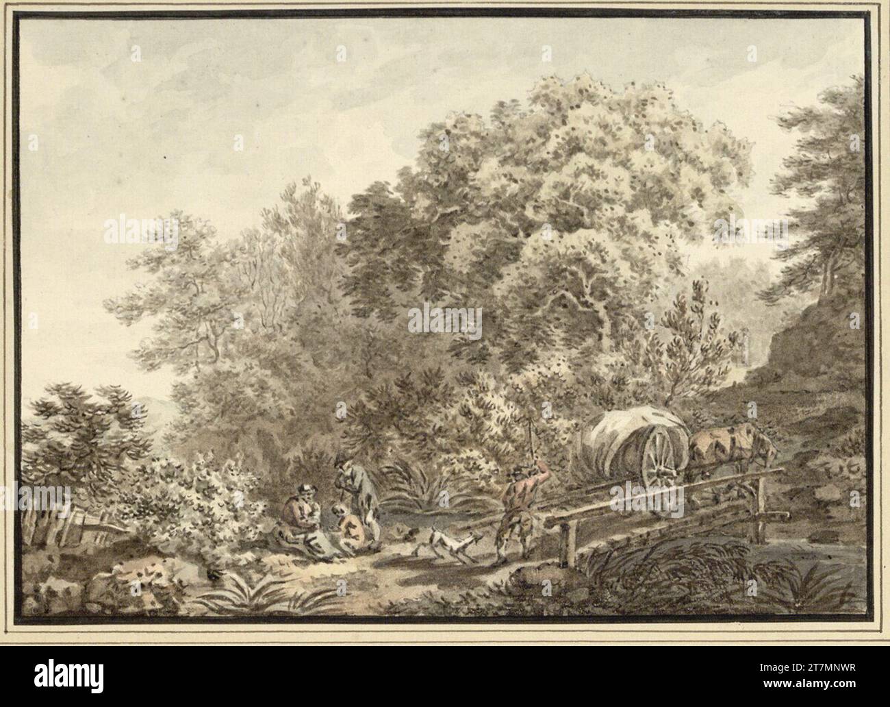 Johann Sebastian Bach Landscape with a wagon on a bridge and resting ...