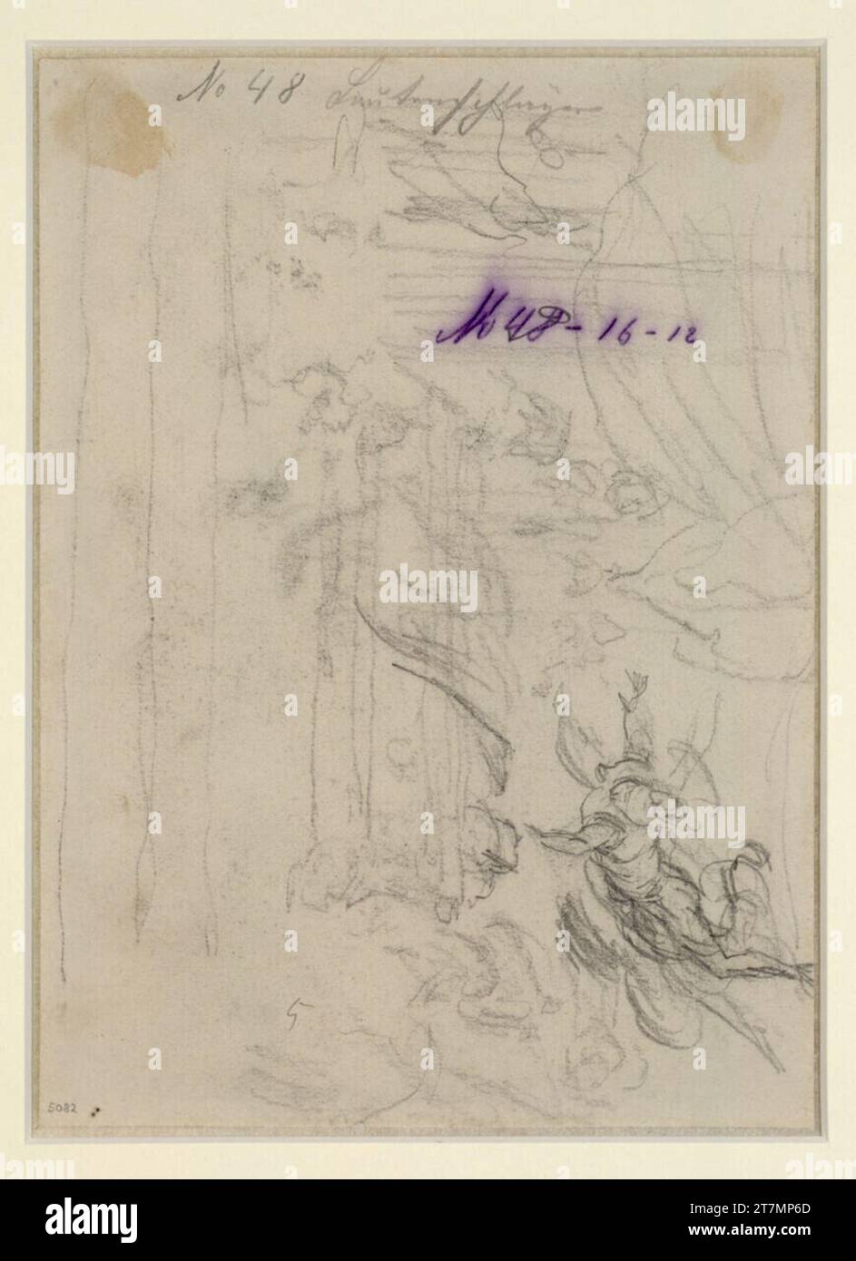 Hans Canon Composition sketch with floating figure at the bottom right ...