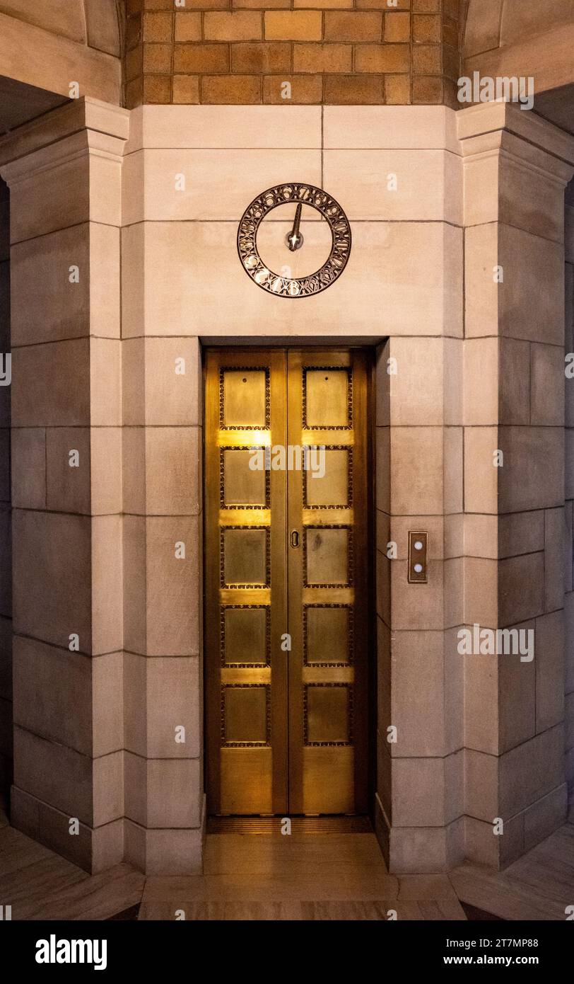 Elevator Door and Clock Dial in Nebraska State Capitol in Lincoln Stock ...