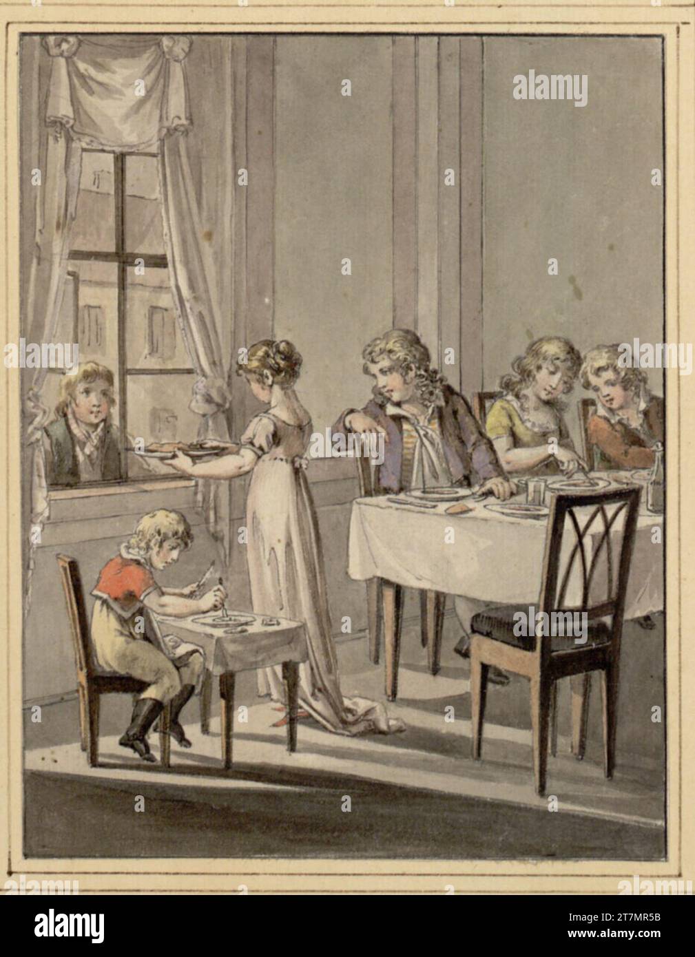 Friedrich August Junge Illustration template: children at the meal; A ...