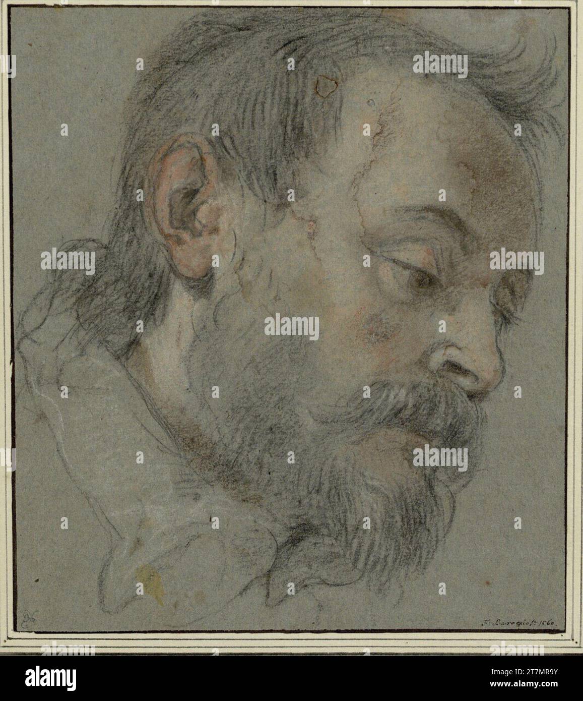 Federico Barocci Portrait study by a man with a full beard and a ...