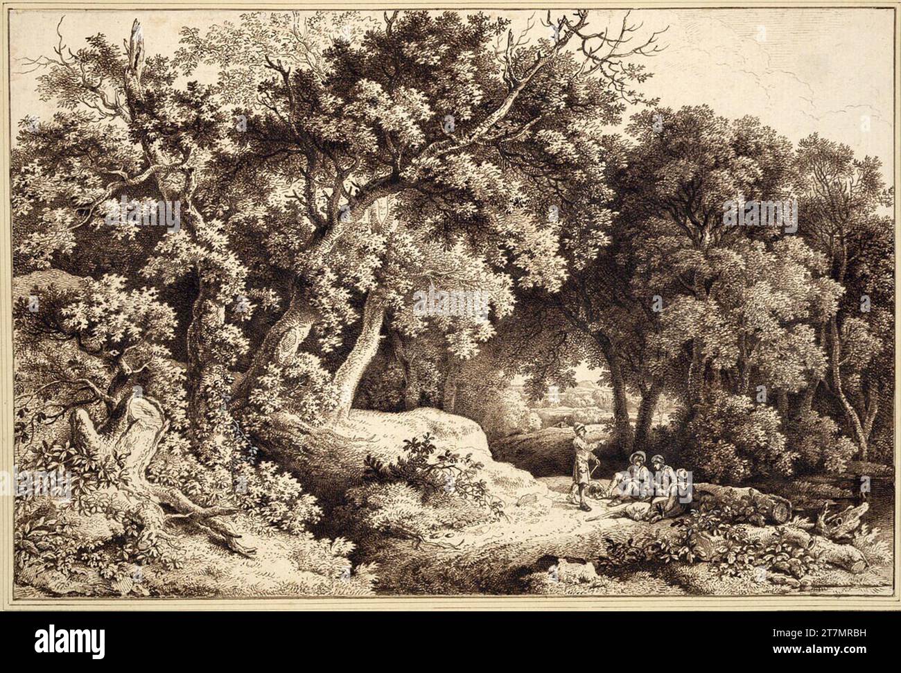 Ferdinand Kobell Tree landscape with resting farmers in conversation ...