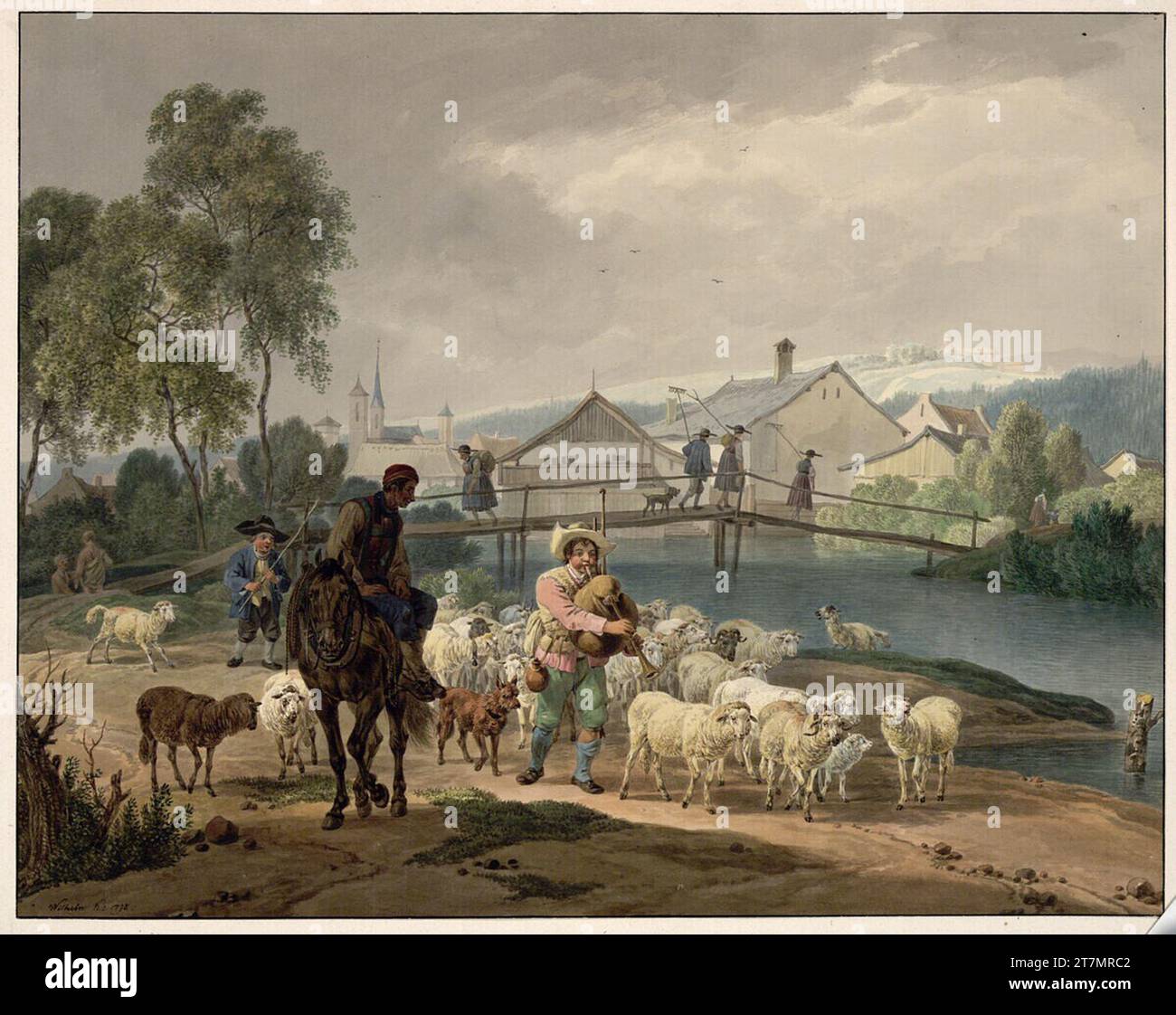 Wilhelm Alexander Wolfgang von Kobell Sheep flocks on the edge of the ...