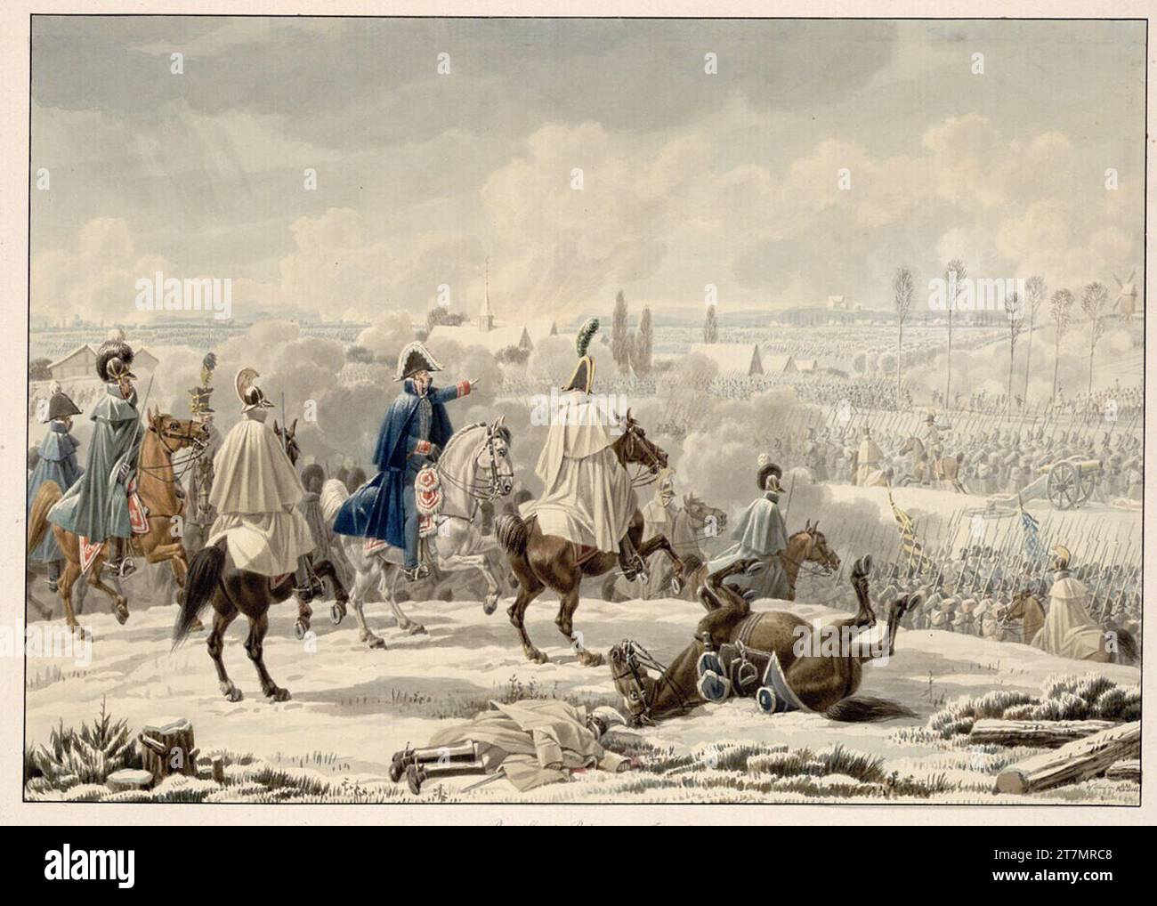 Wilhelm Alexander Wolfgang von Kobell Study on Battle of Brienne. Feder ...