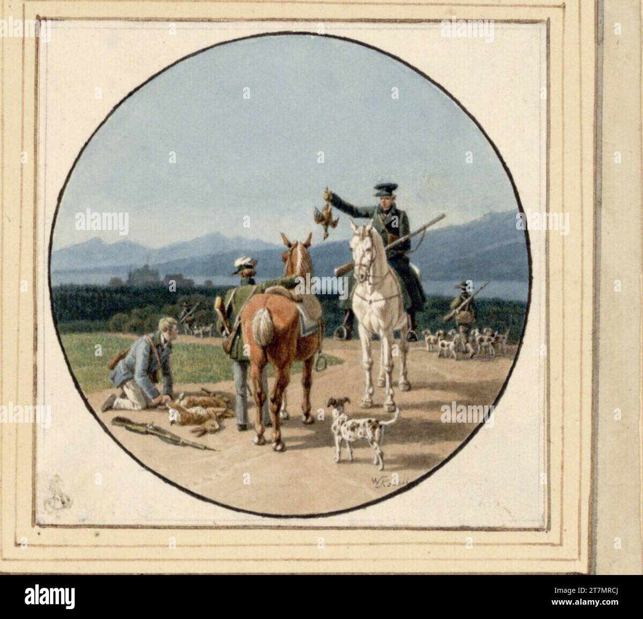 Wilhelm Alexander Wolfgang von Kobell Return from hunting. Watercolor ...