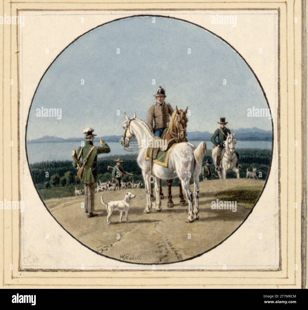 Wilhelm Alexander Wolfgang von Kobell Ride to hunt. Watercolor, pencil ...