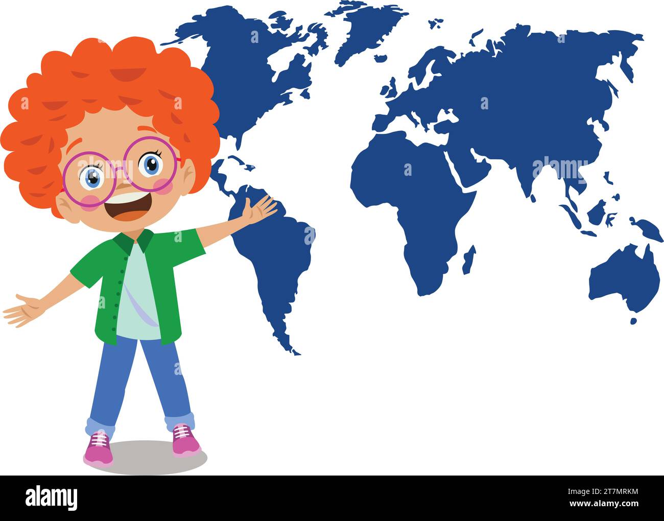 cute boy showing location on map Stock Vector Image & Art - Alamy