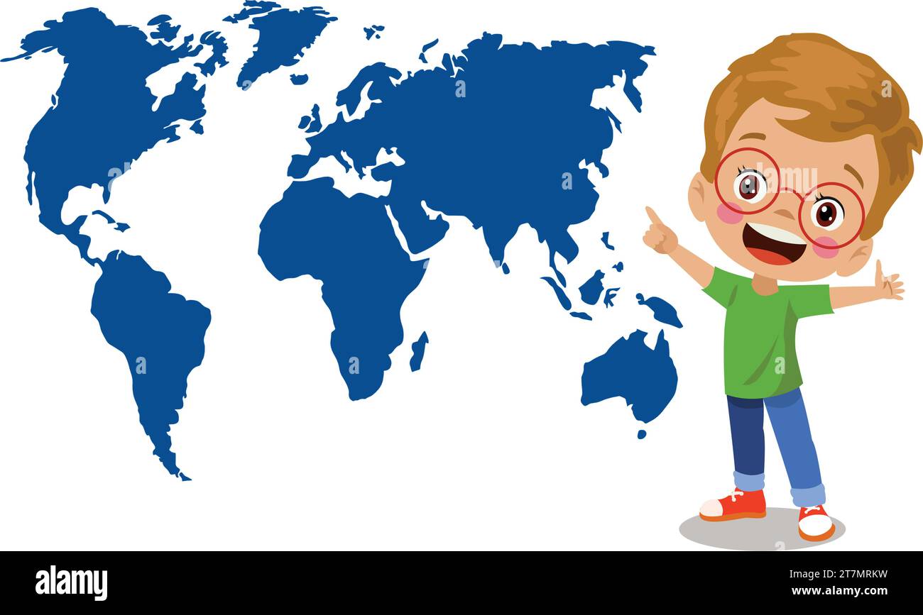 cute boy showing location on map Stock Vector Image & Art - Alamy