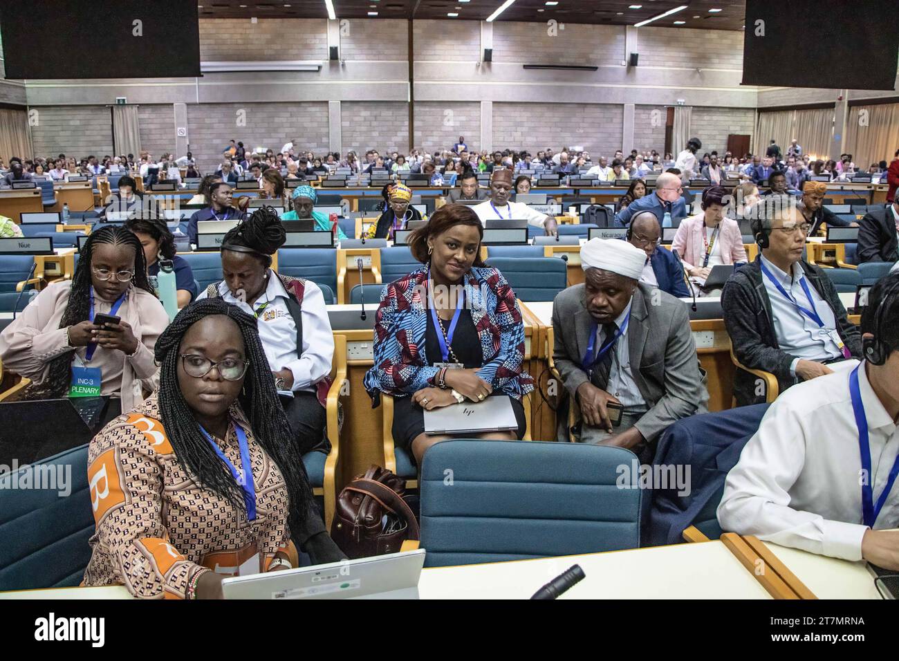 Kenyan delegates follow day 3 proceedings during the Intergovernmental ...