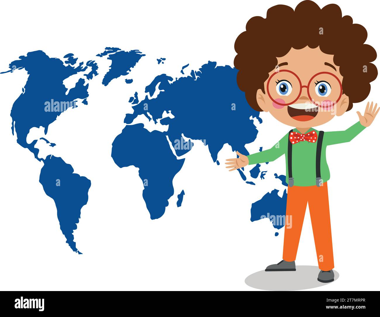 cute boy showing location on map Stock Vector Image & Art - Alamy