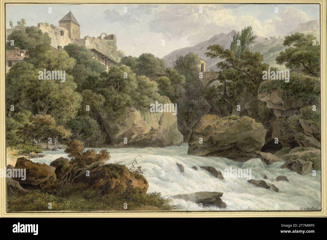 Jean Antoine Linck View of the Les Clées Castle on the Orbe in Valais ...
