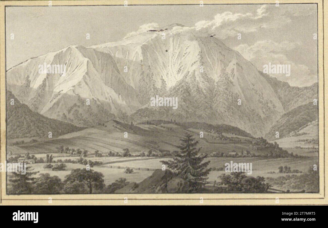 Ludwig Maillard Schneeberg against south. Ink, feather, brush, gray ...