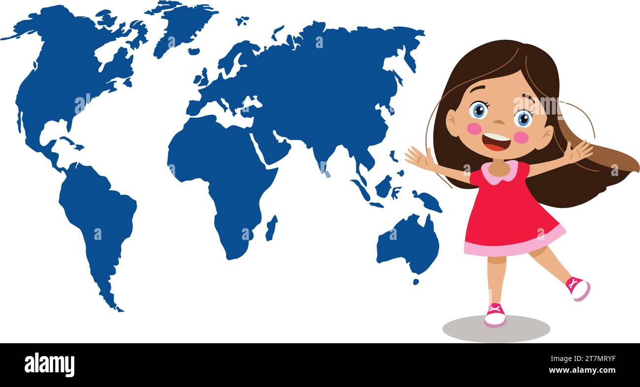 cute boy showing location on map Stock Vector Image & Art - Alamy