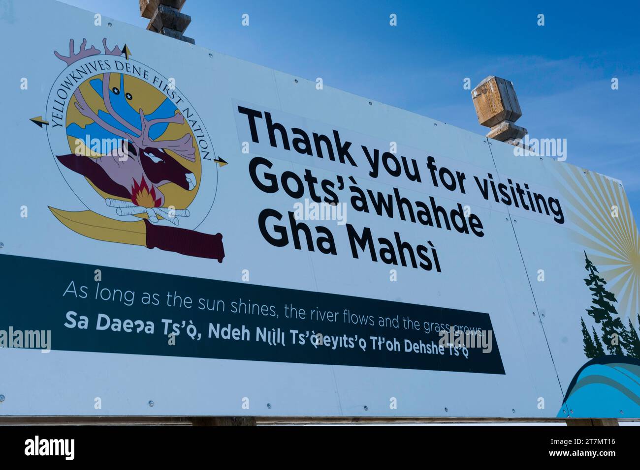 Sign on Slave Lake at border of the Gots'awhahde Gha Mahsi, a First ...