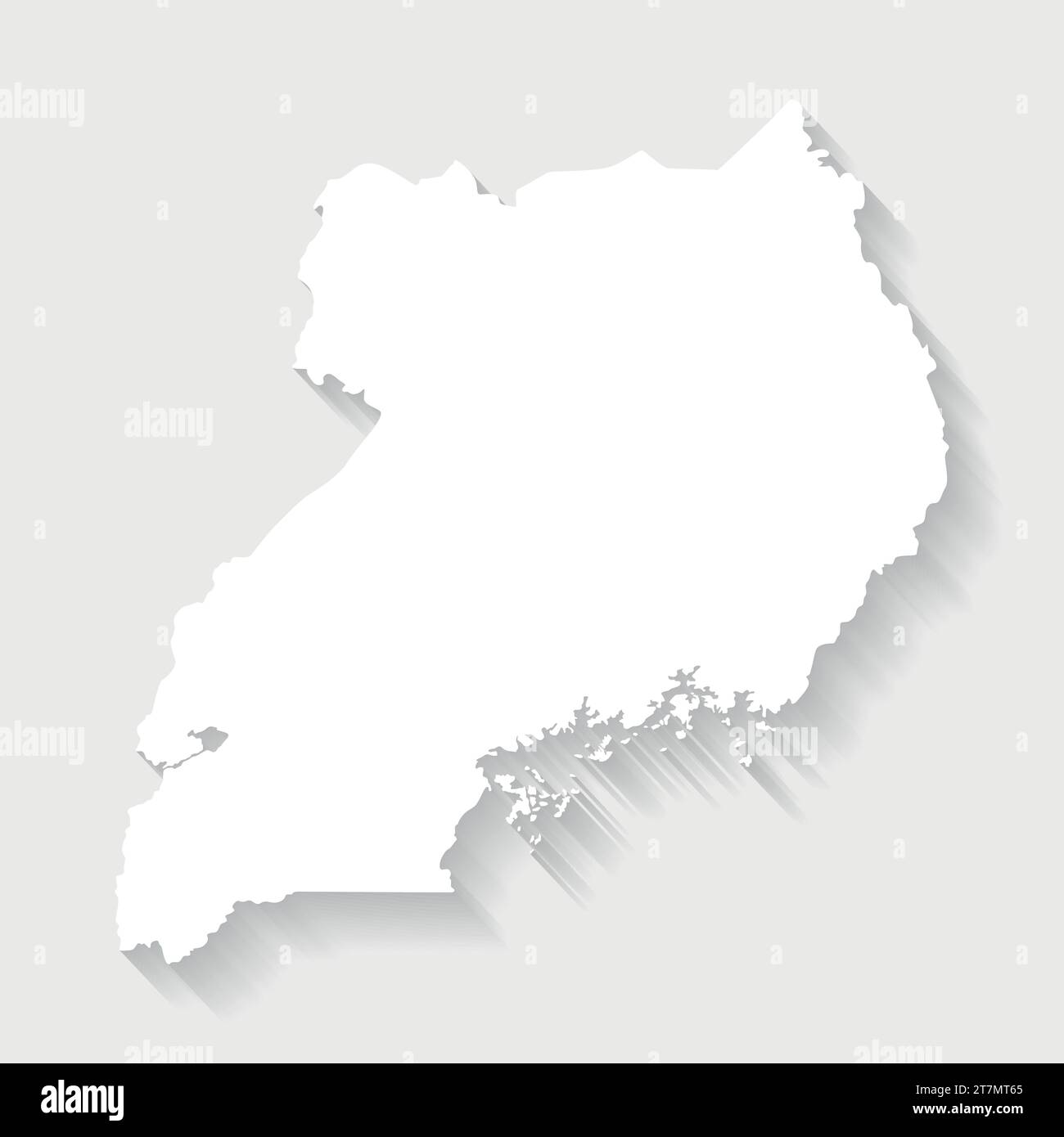 Simple white Uganda map on gray background, vector, illustration, eps ...