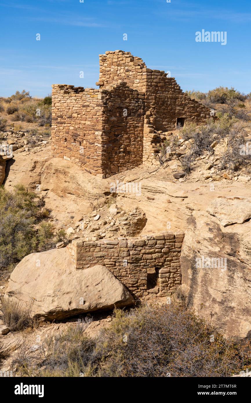 The ruins of Ancestral Puebloan structures at the Cajon Pueblo ...