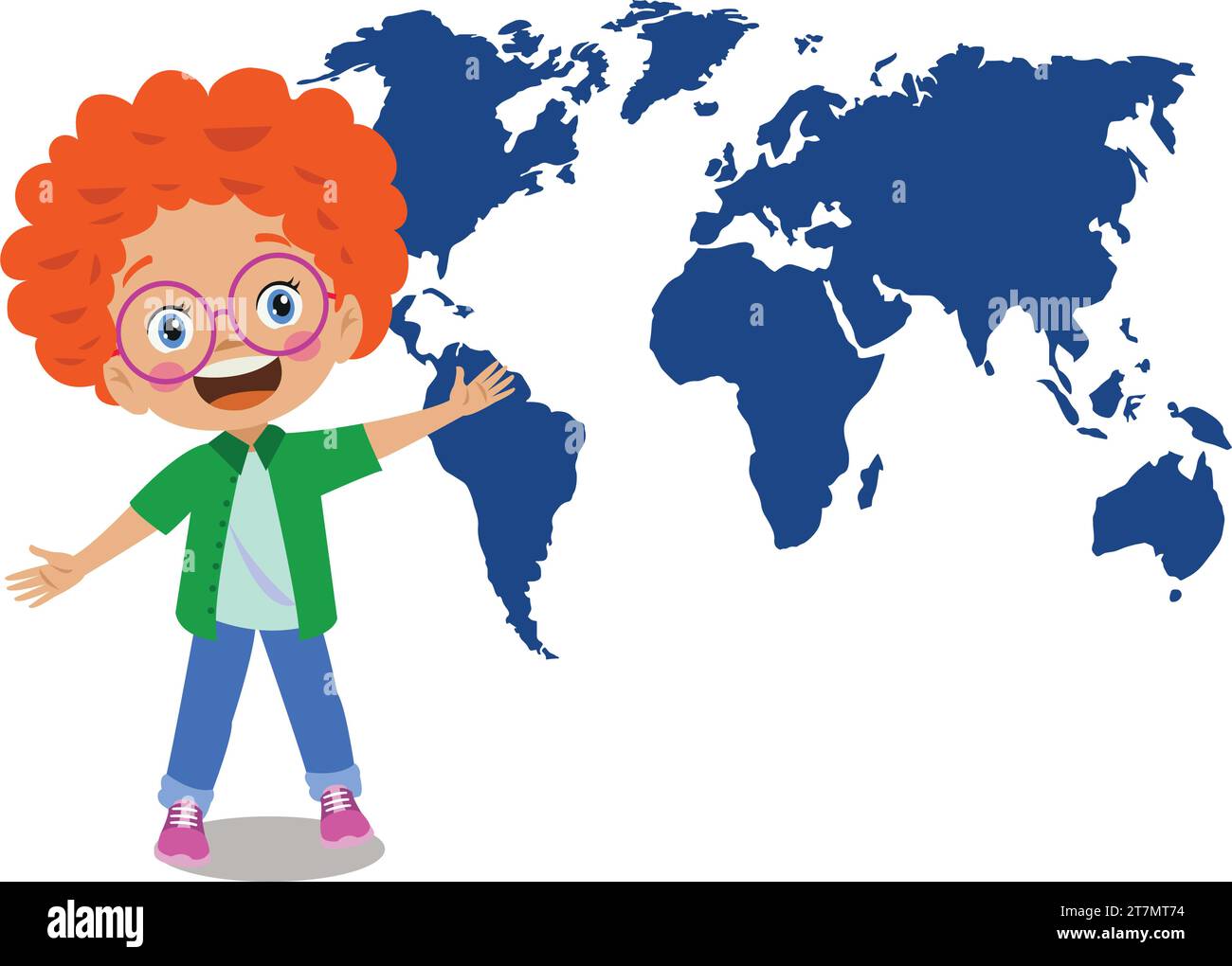 cute boy showing location on map Stock Vector Image & Art - Alamy