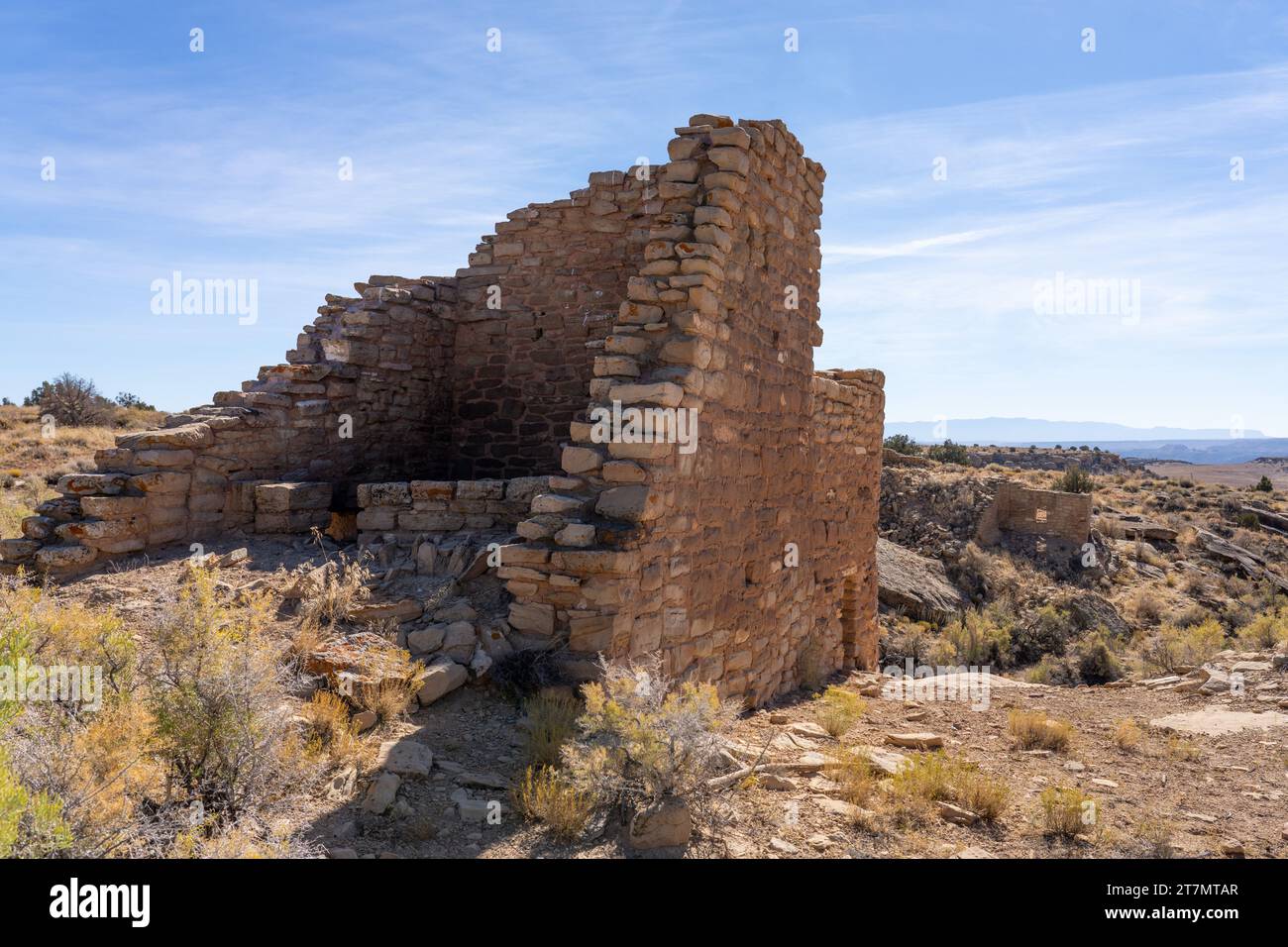 The ruins of Ancestral Puebloan structures at the Cajon Pueblo ...