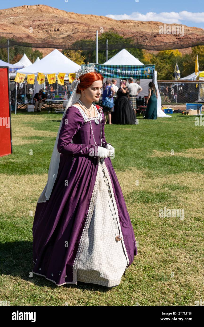 A reenactor dressed as Mary, Queen of Scots at the Scots on the Rocks ...