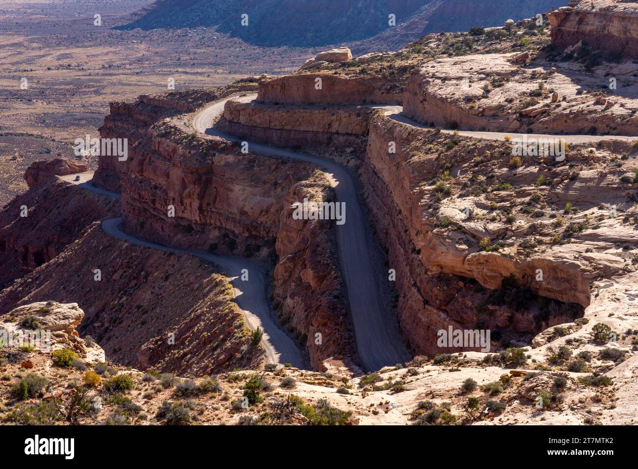 The Moki Dugway on the edge of Cedar Mesa in southeast Utah. It is an ...