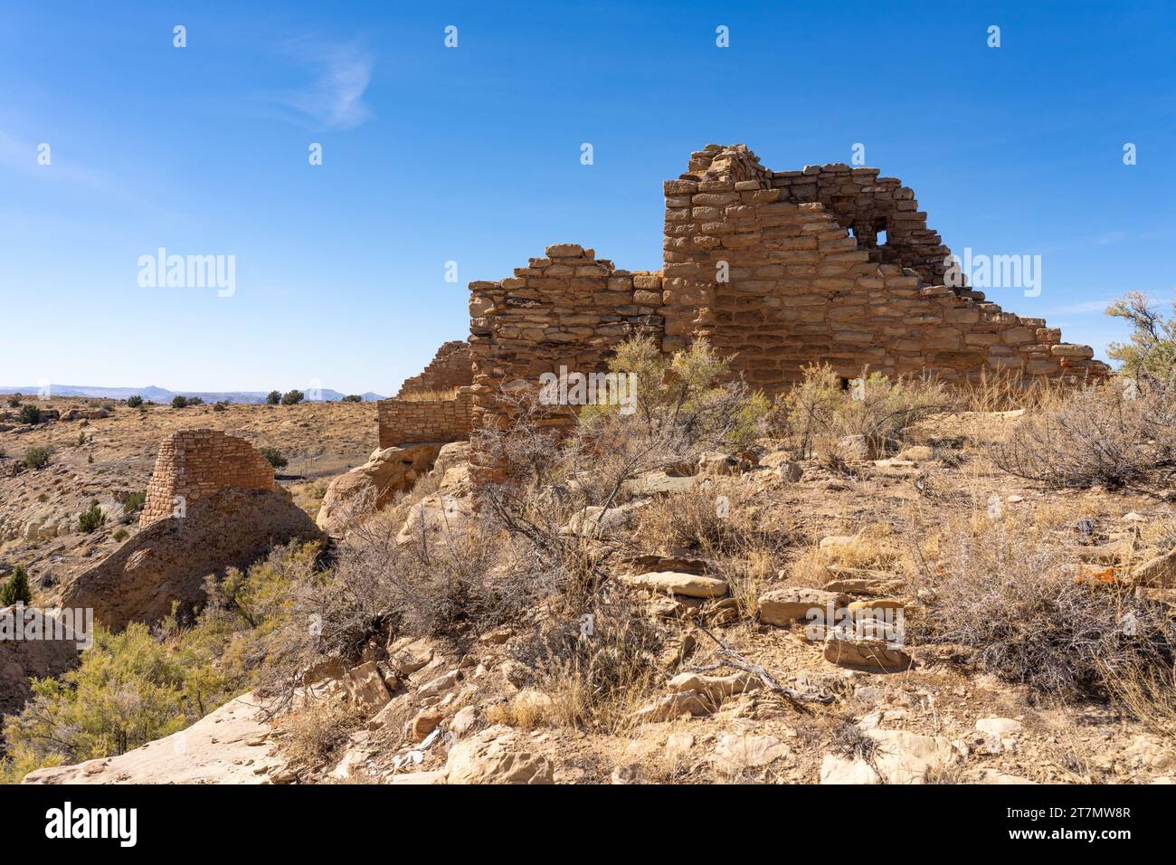The ruins of Ancestral Puebloan structures at the Cajon Pueblo ...
