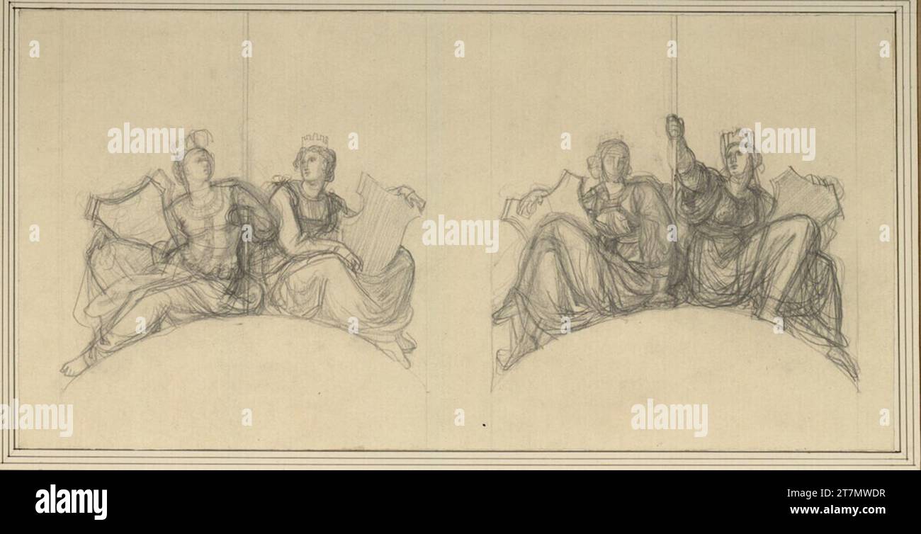 Karl Rahl (The Younger) Draft for the painting of the fame hall of the ...