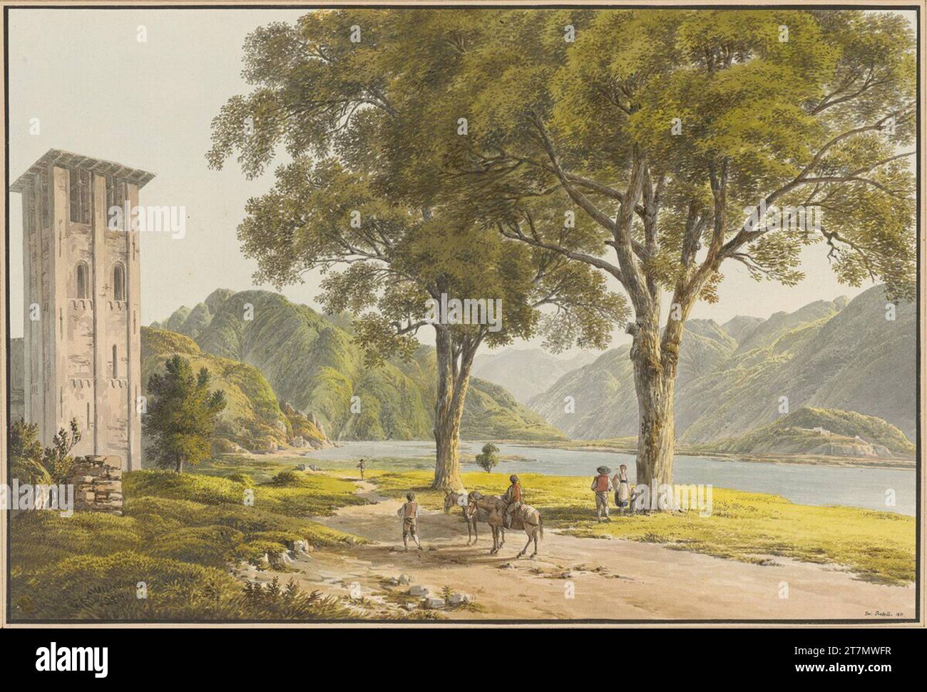 Joseph Rebell View of Lake Como. Watercolor 1811 , 1811 Stock Photo - Alamy