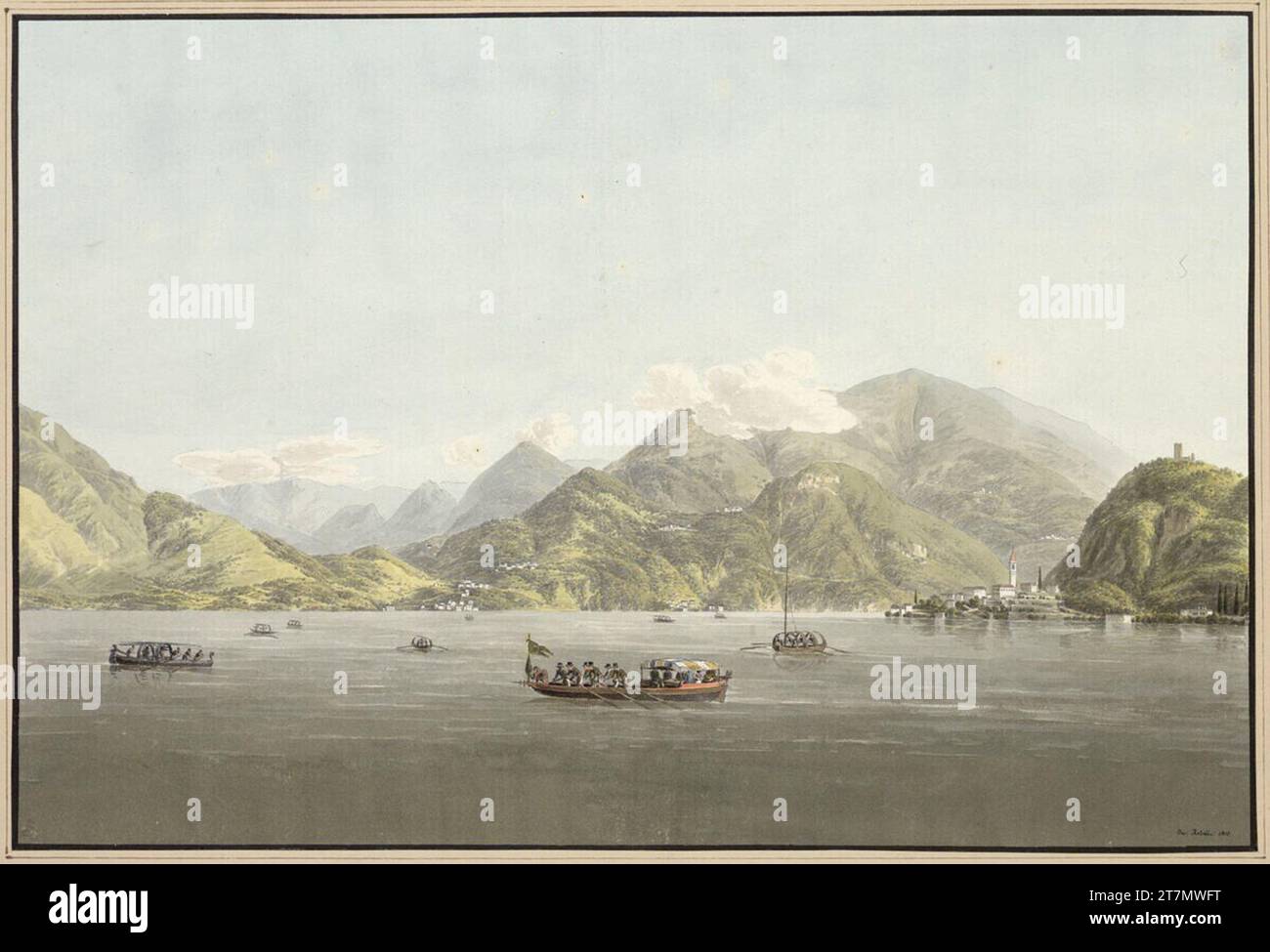 Joseph Rebell Comose lake at Vavena. Watercolor 1811 , 1811 Stock Photo ...