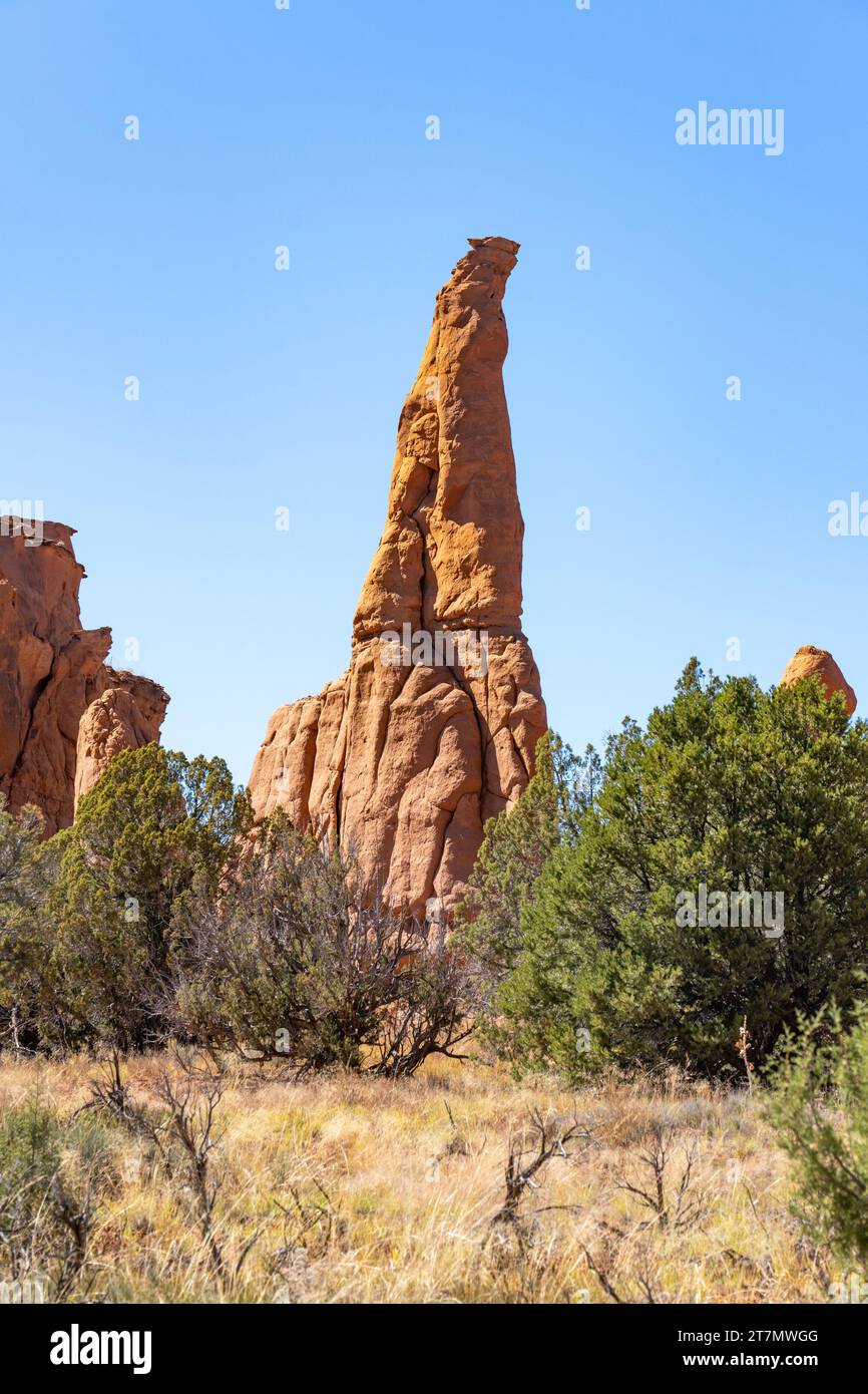 A colorful eroded Entrada sandstone spire formation in Kodachrome Basin ...