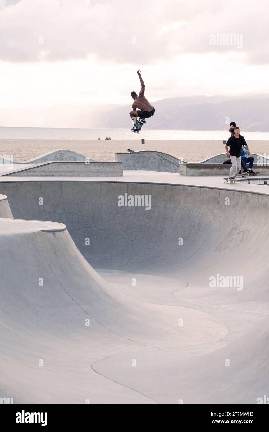 Venice Beach, California, USA - May 5, 2023: People skating in Venice ...