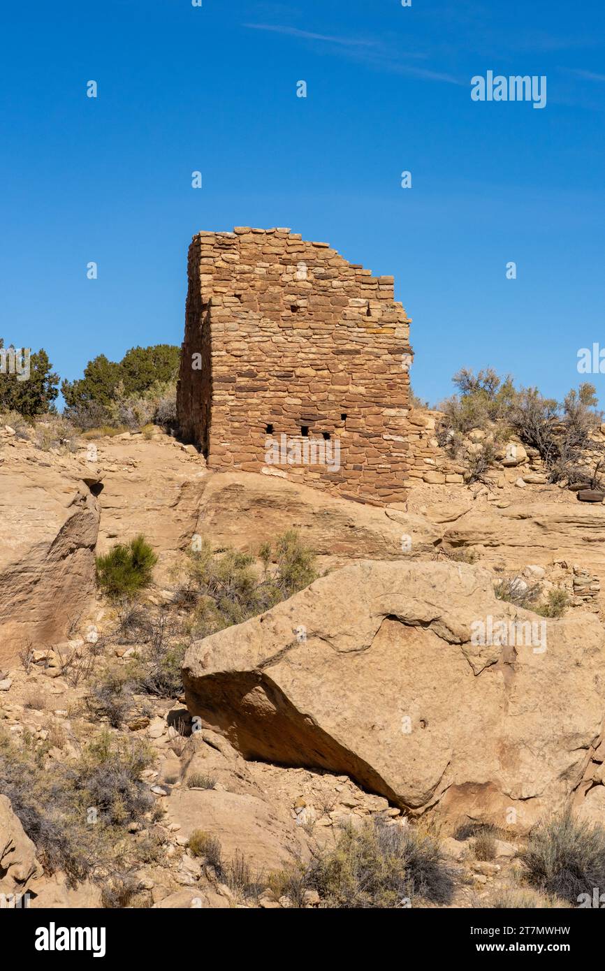 The ruins of Ancestral Puebloan structures at the Cajon Pueblo ...