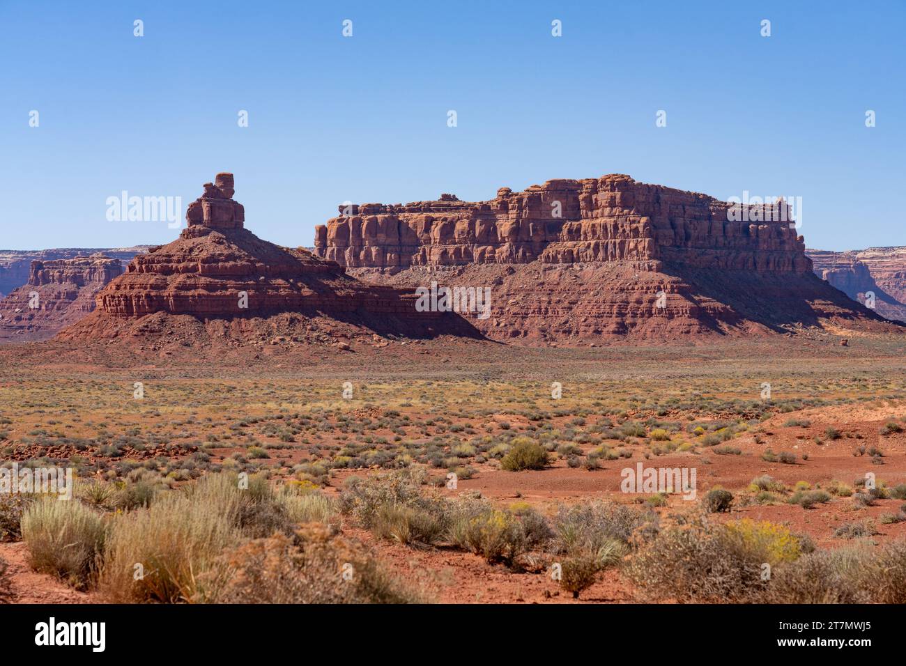Franklin Butte (left) & Battleship Rock, Valley of the Gods, Bears Ears ...