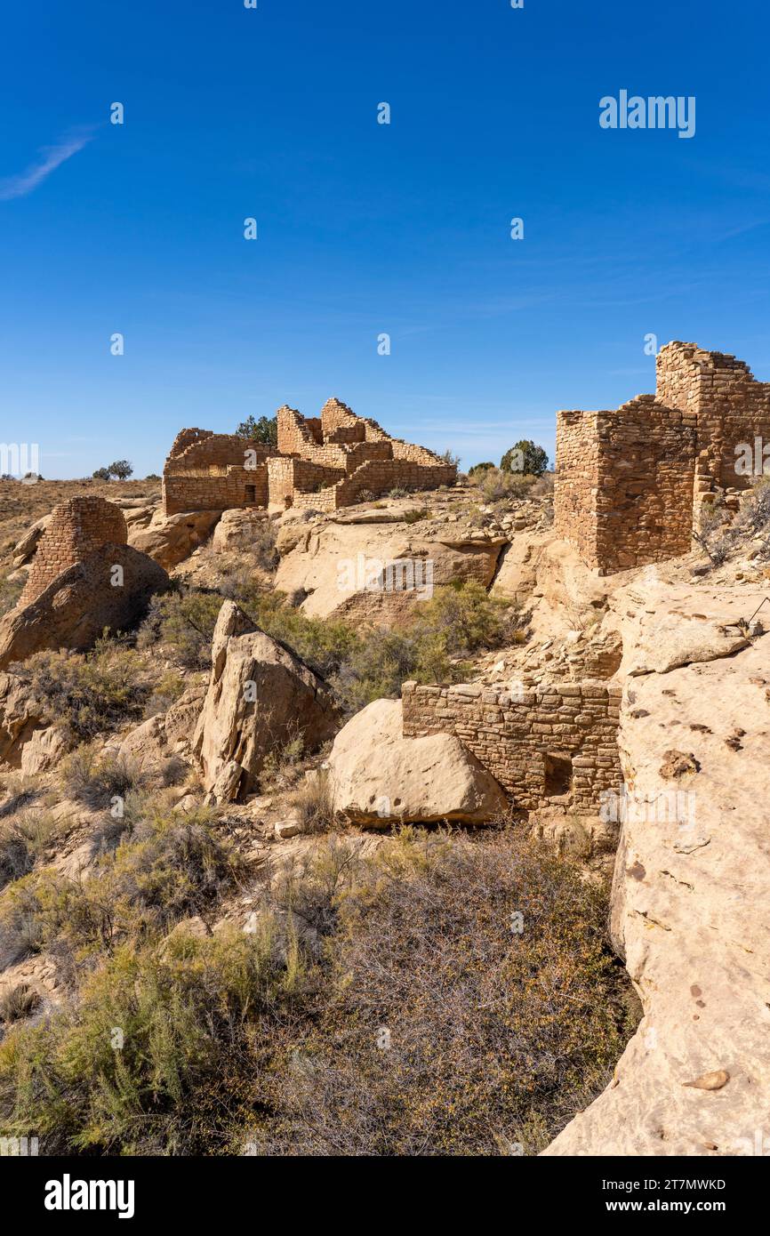 The ruins of Ancestral Puebloan structures at the Cajon Pueblo ...
