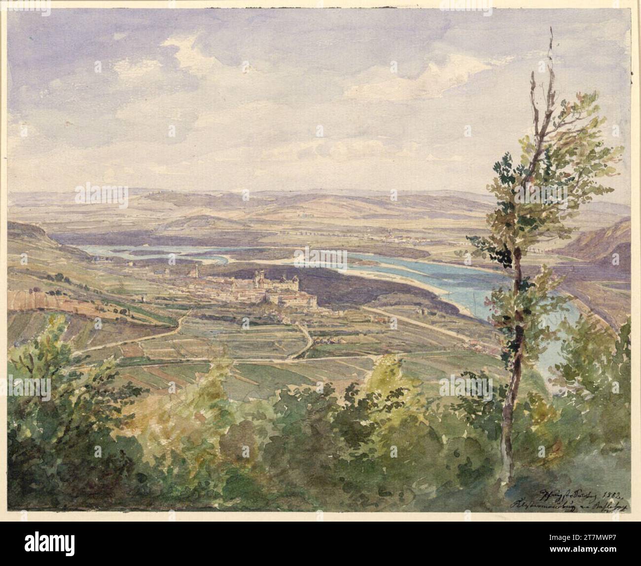 Franz Reinhold Seen Klosterneuburg from Kahlenberg. Watercolor 1882 ...