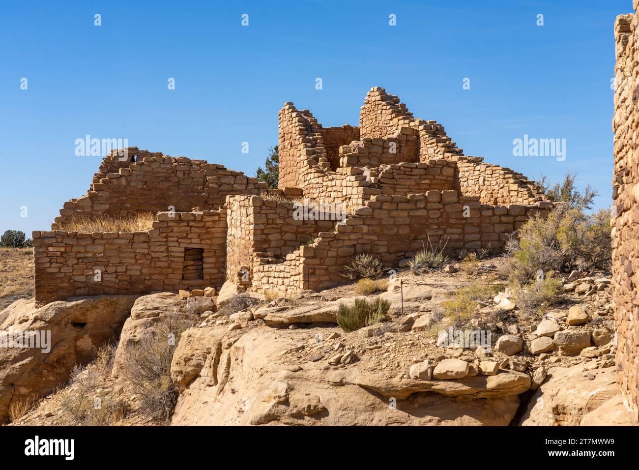 The ruins of Ancestral Puebloan structures at the Cajon Pueblo ...