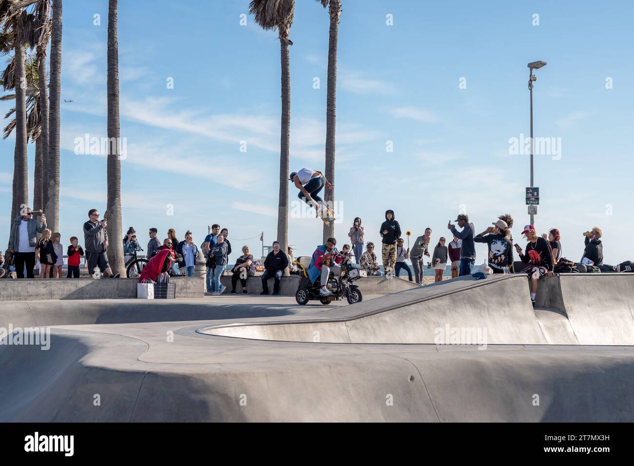 Venice Beach, California, USA - May 7, 2023: People skating in Venice ...