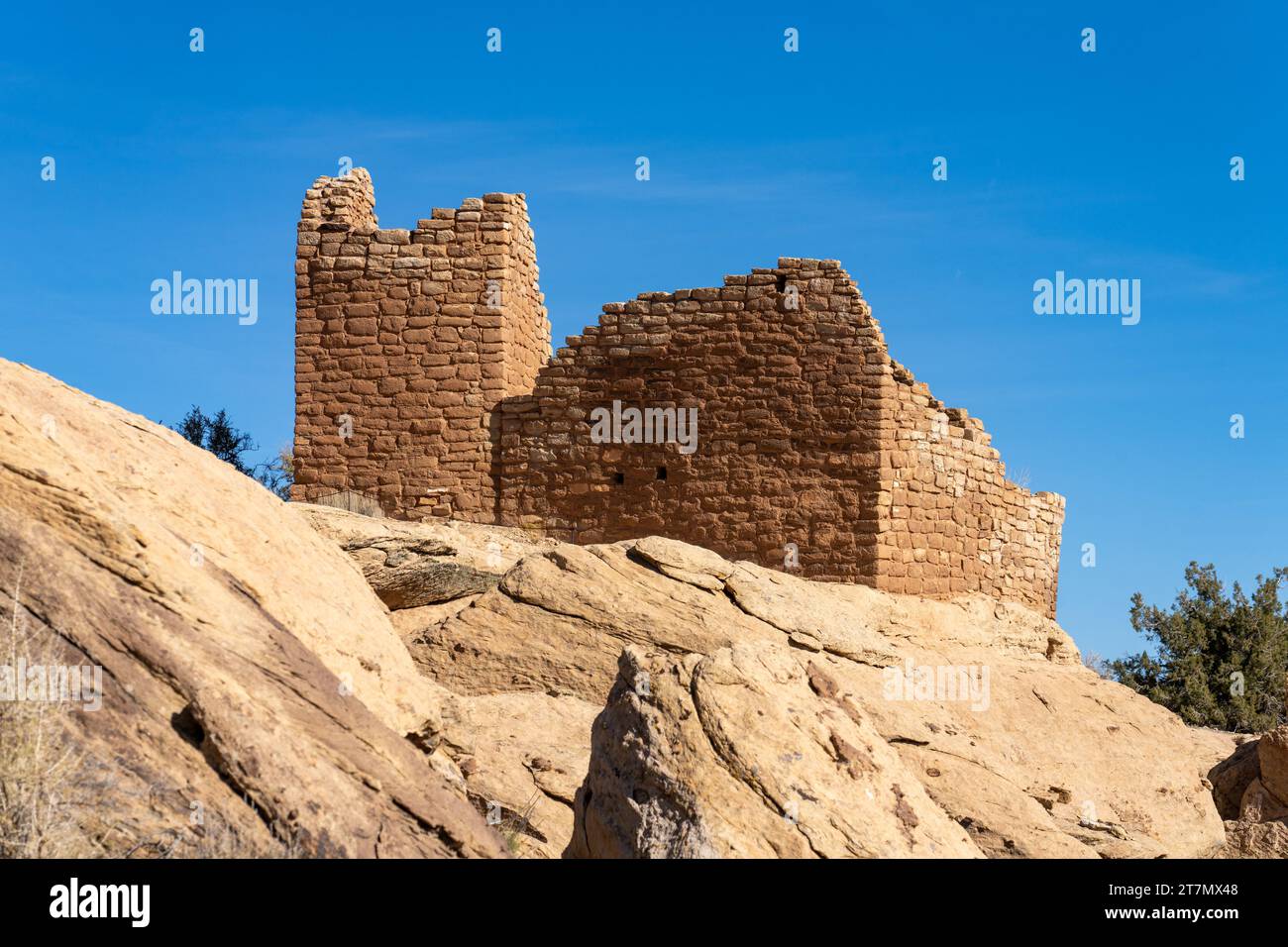 The ruins of Ancestral Puebloan structures at the Cajon Pueblo ...