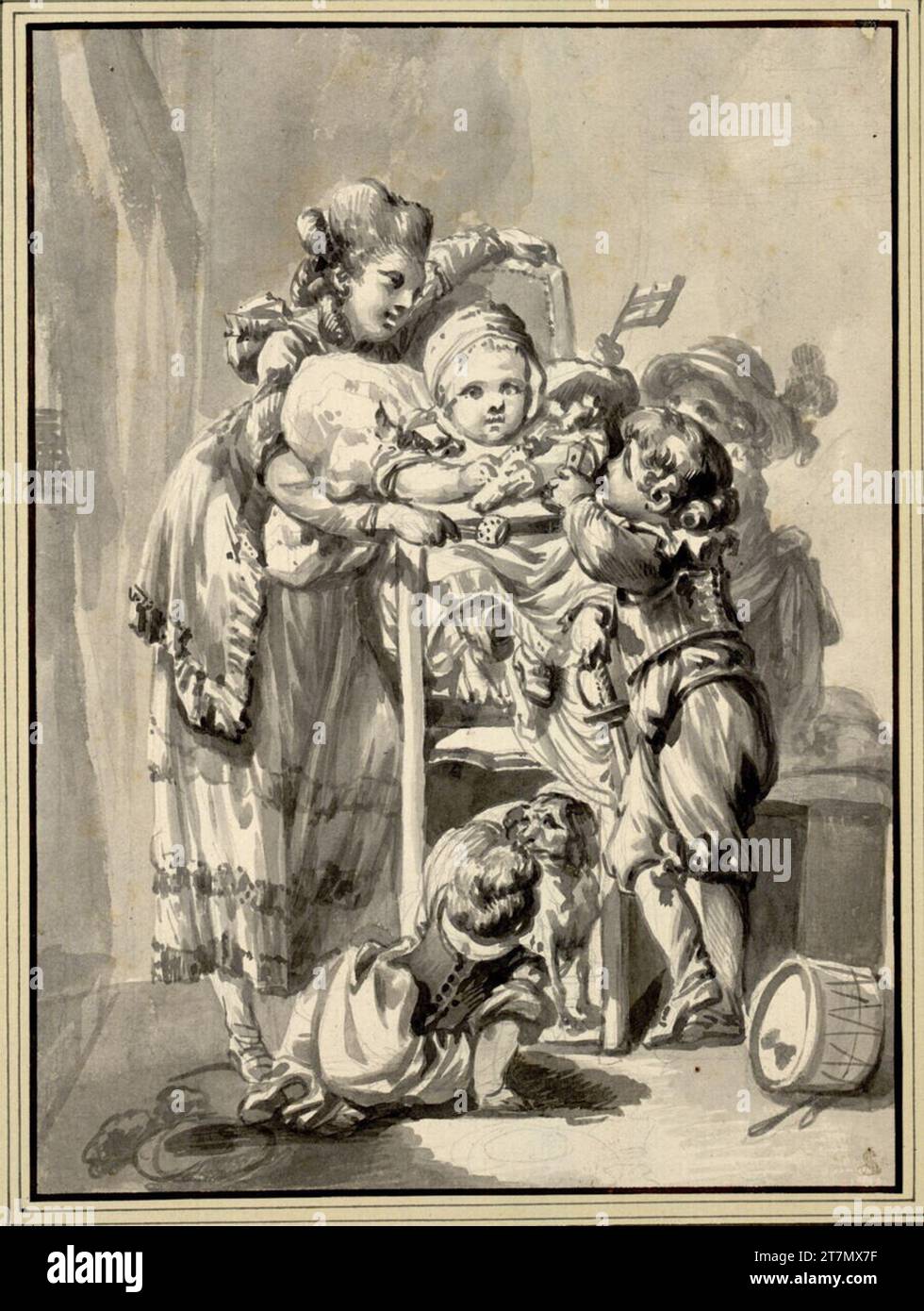 Johann Eleazar Schenau A young mother plays with her four children ...