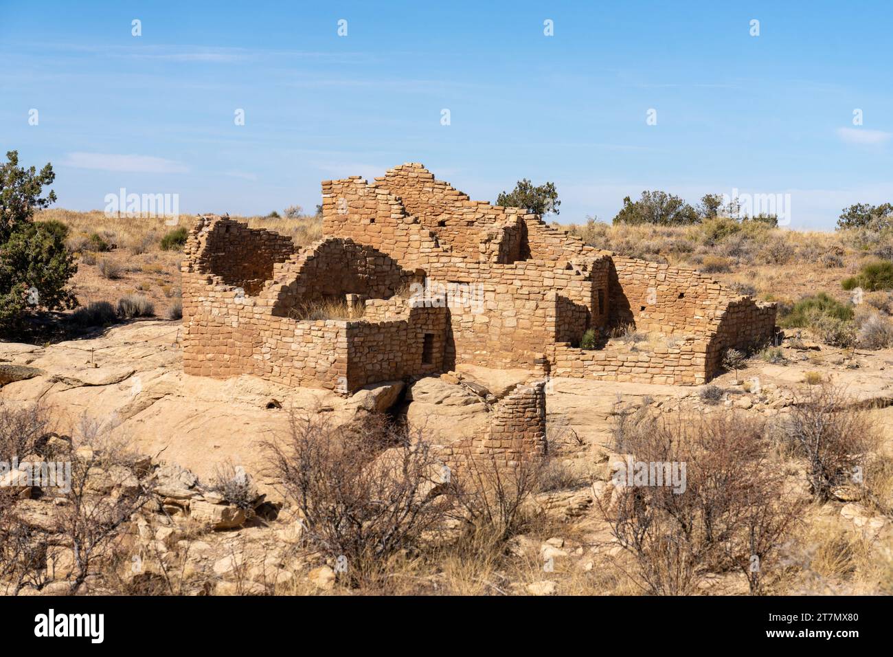 The ruins of Ancestral Puebloan structures at the Cajon Pueblo ...
