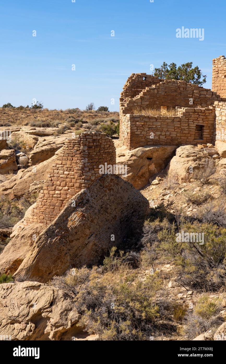 The ruins of Ancestral Puebloan structures at the Cajon Pueblo ...