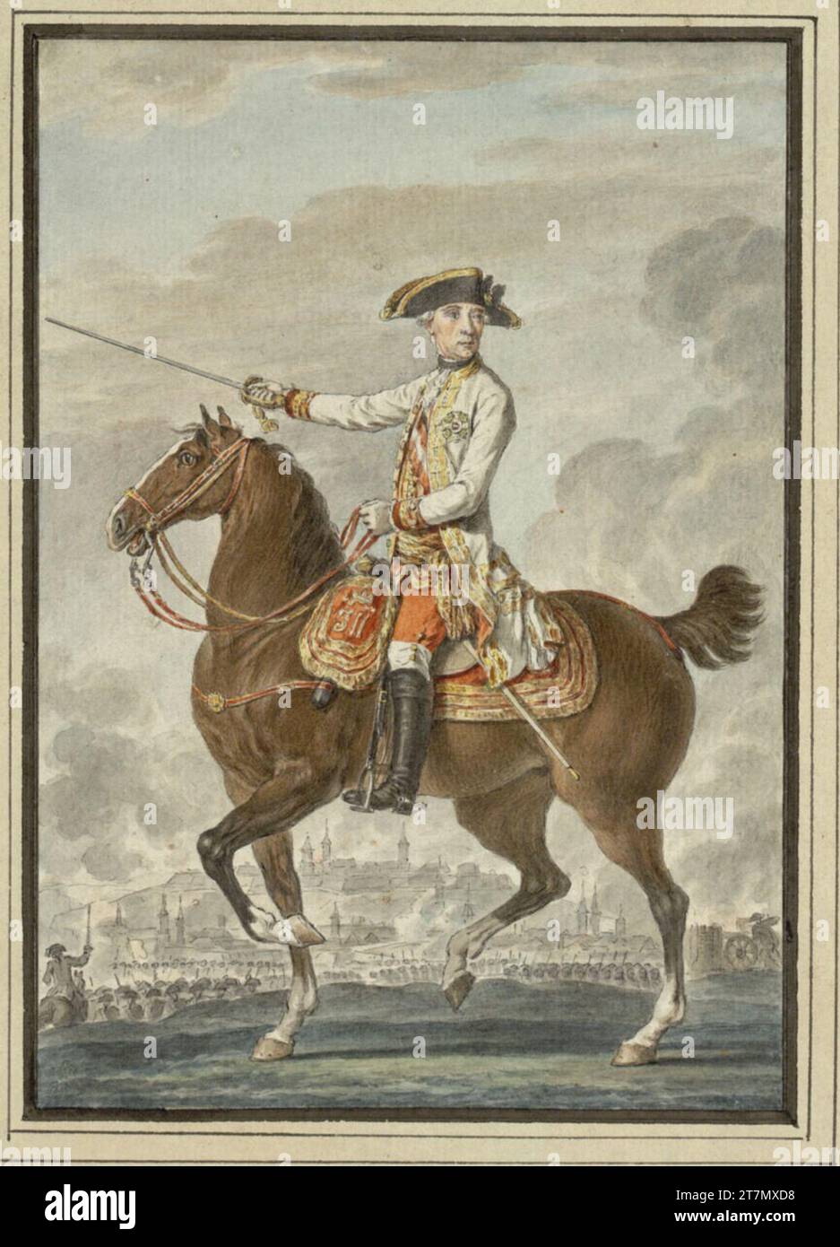 Carl Schütz General Gideon Ernst Freiherr von Laudon on horse before ...